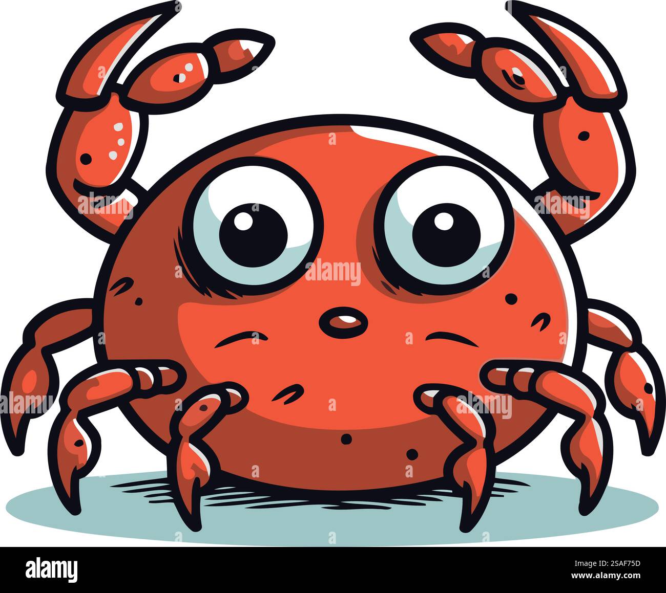 Funny red crab with big eyes. Cartoon character. Vector illustration ...