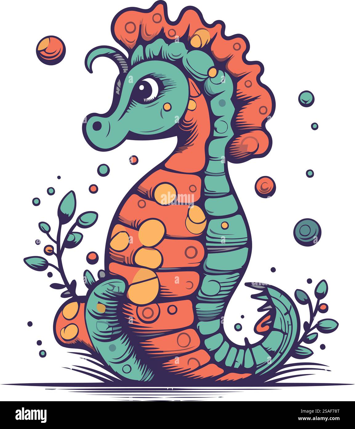 Hand drawn seahorse cute Cut Out Stock Images & Pictures - Alamy