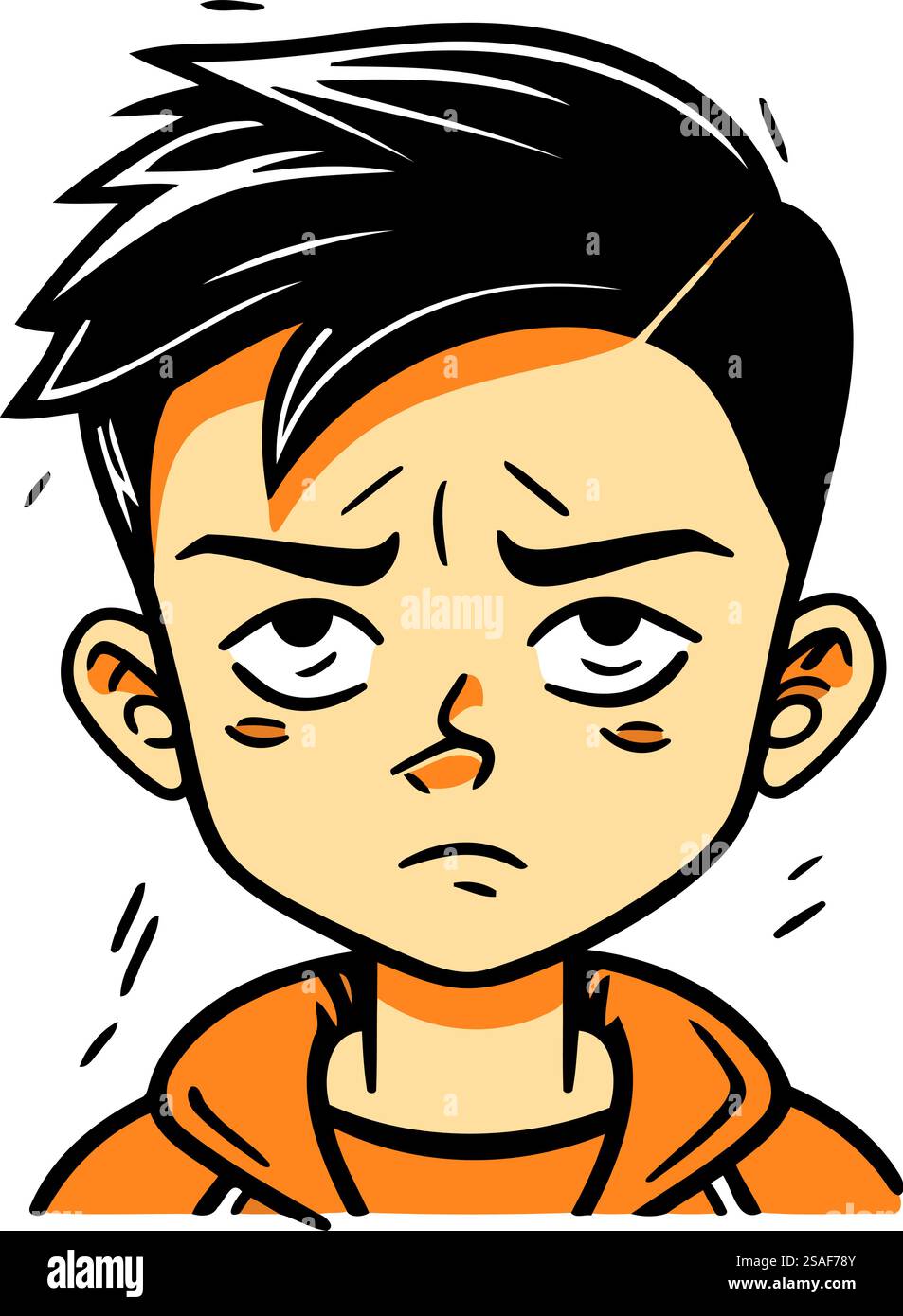 Angry boy cartoon vector illustration. Emotional boy face expression ...