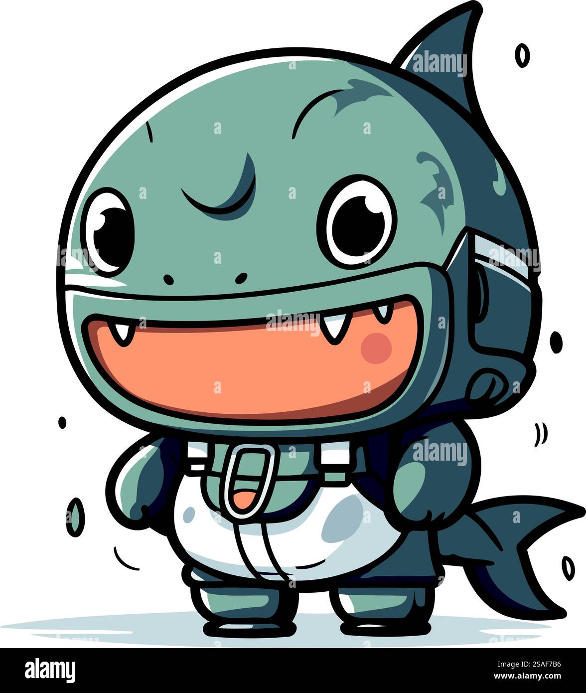 Cute shark in space suit. Cartoon character. Vector illustration Stock ...