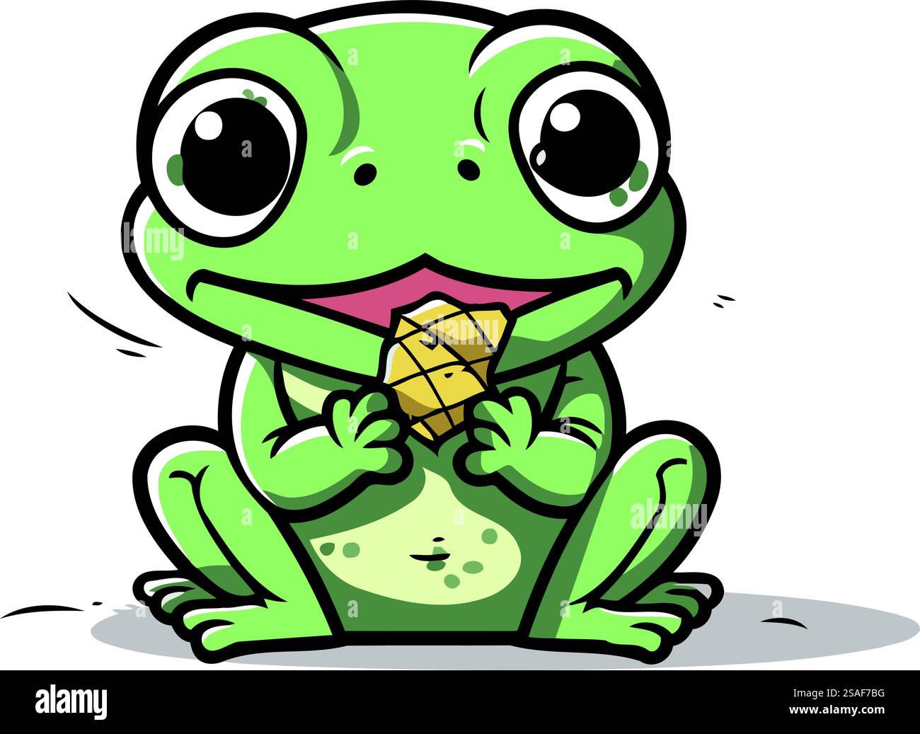 Frog eating ice cream. Vector illustration. Isolated on white ...