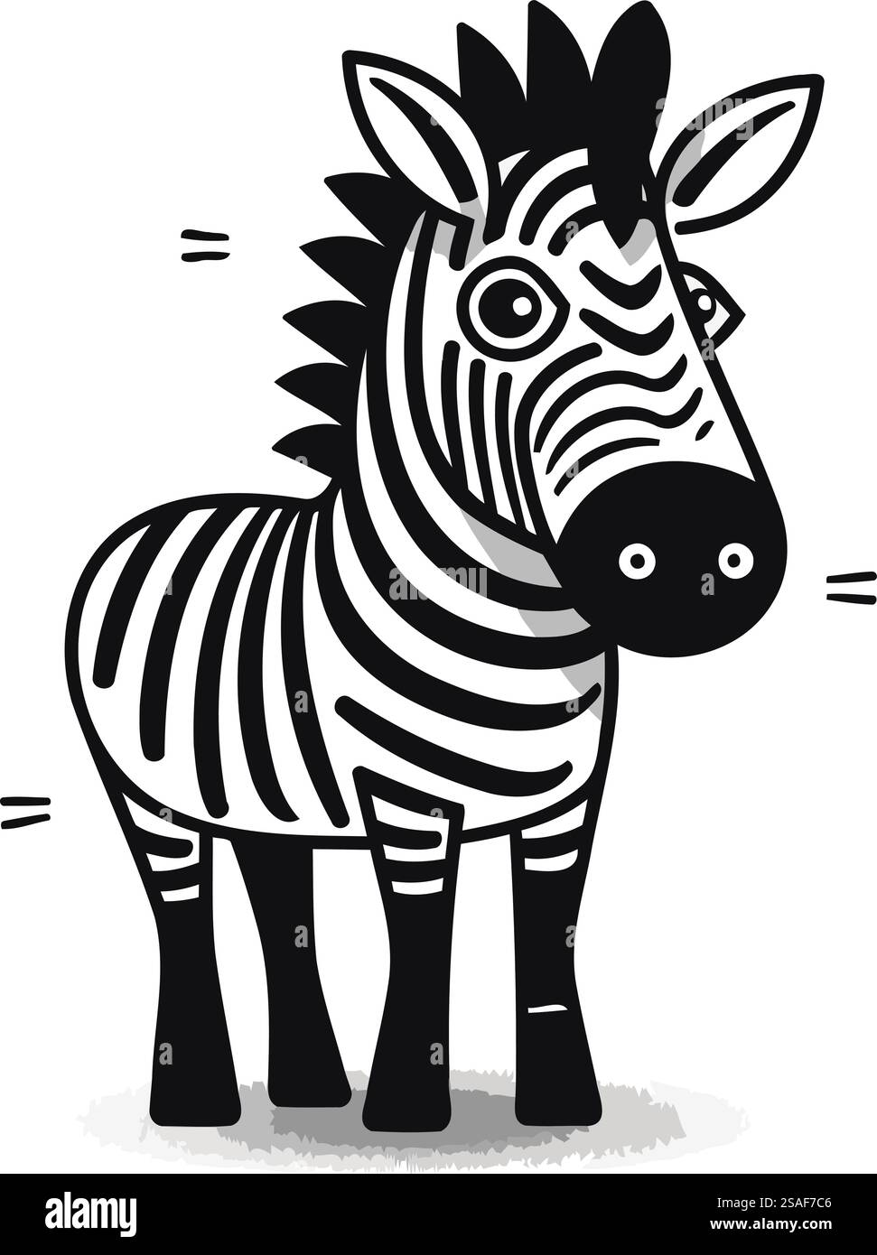 Zebra. Cute cartoon animal. Black and white vector illustration Stock ...