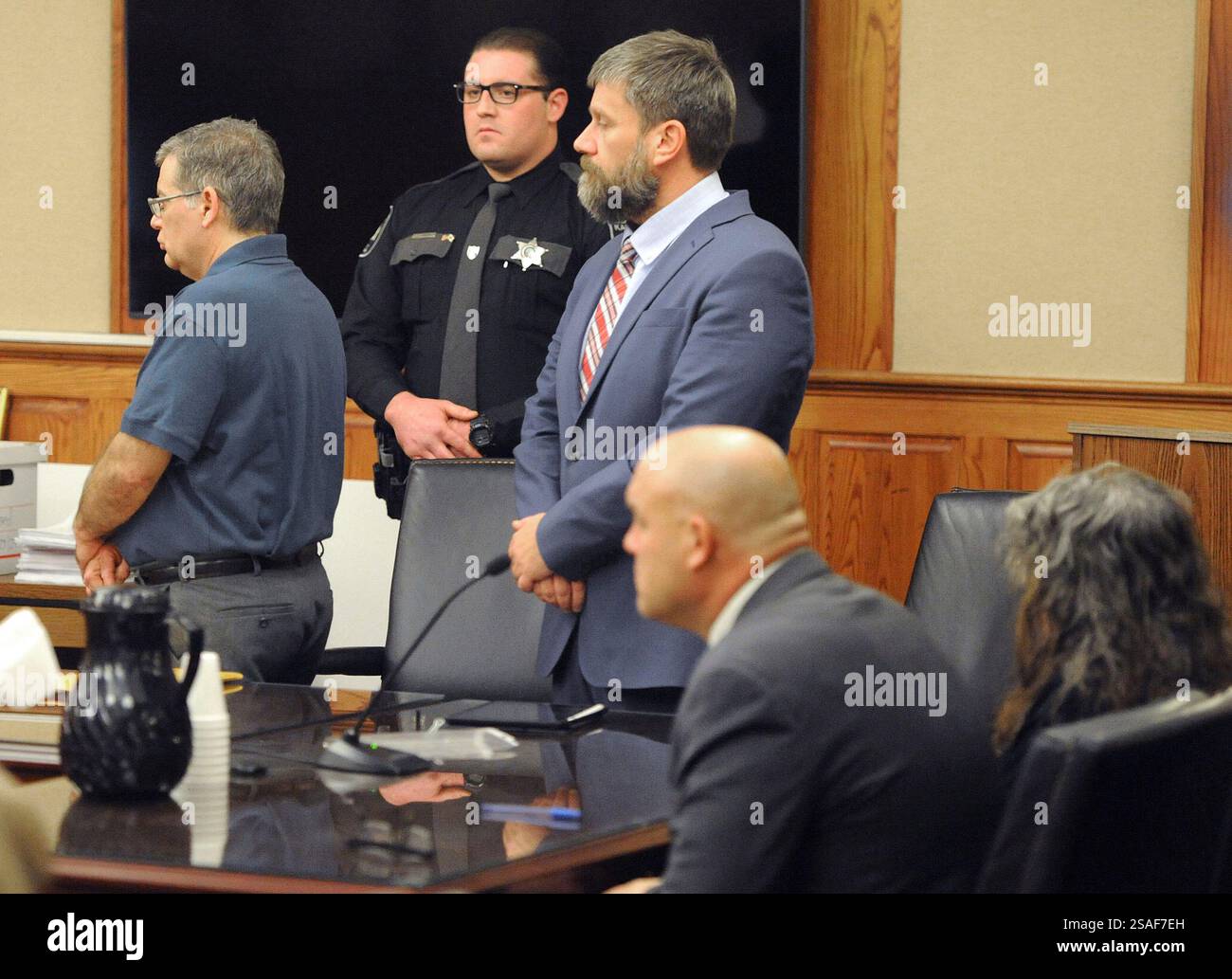 Donald Lantz, left, stands with his attorney John Balenovich as charges ...