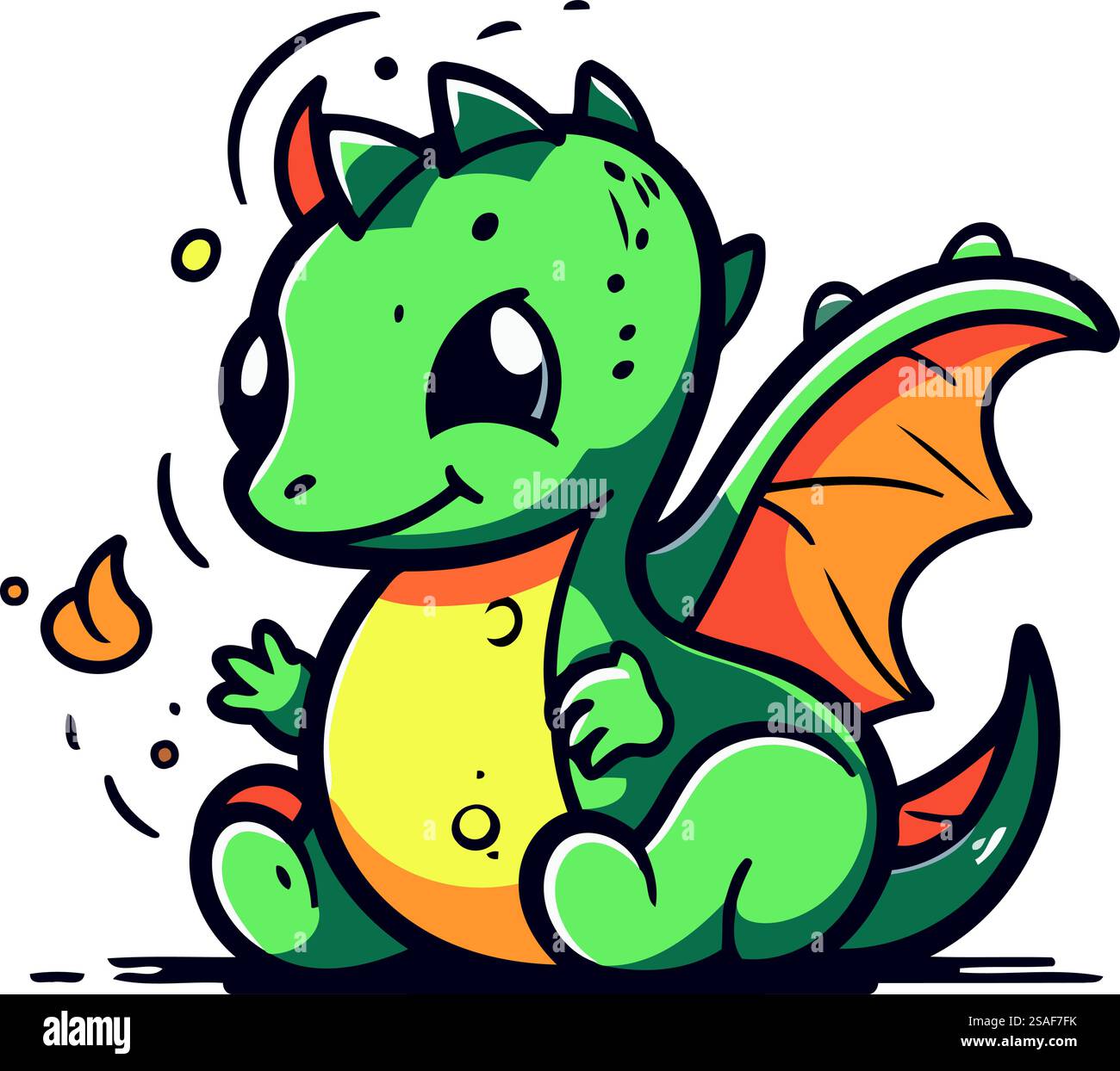 Cute little dragon. Vector illustration. Isolated on white background ...
