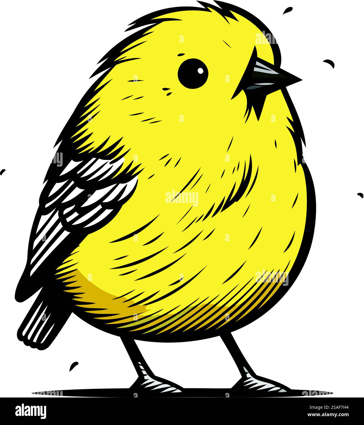 Illustration of a small yellow bird isolated on a white background ...