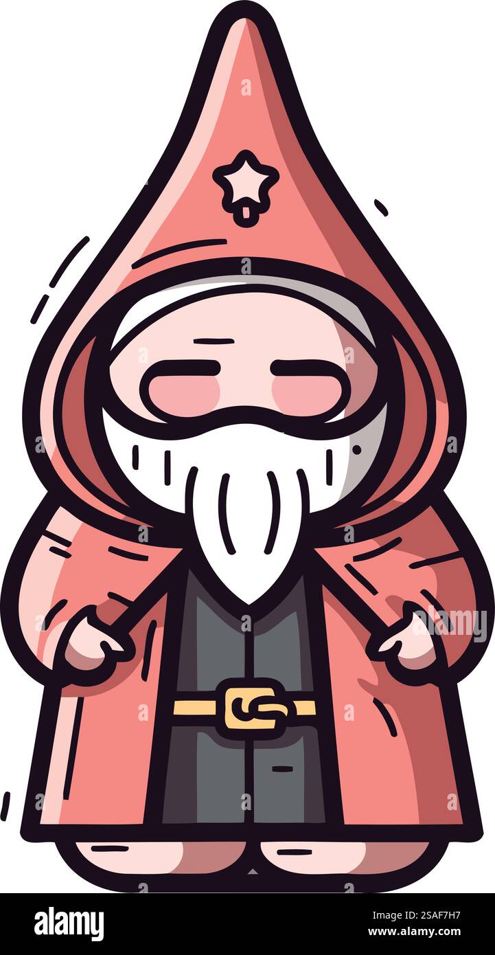 Funny cartoon gnome. Vector illustration in doodle style Stock Vector ...