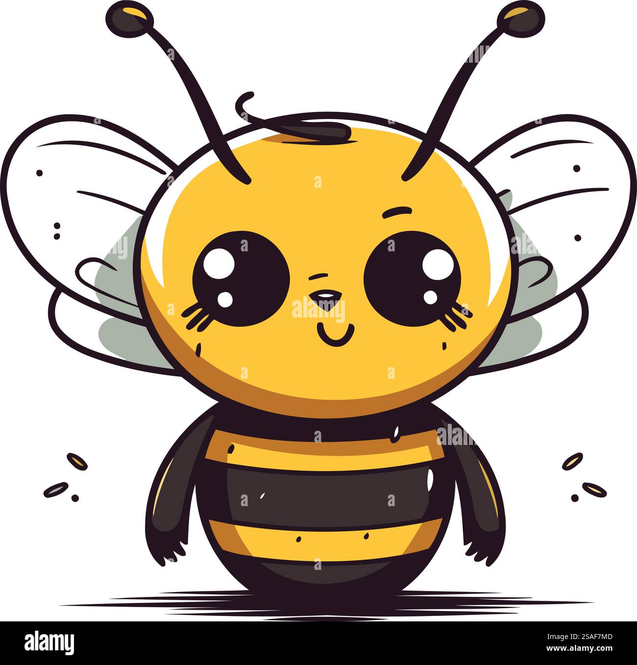 Cute cartoon bee. Vector illustration. Isolated on white background ...