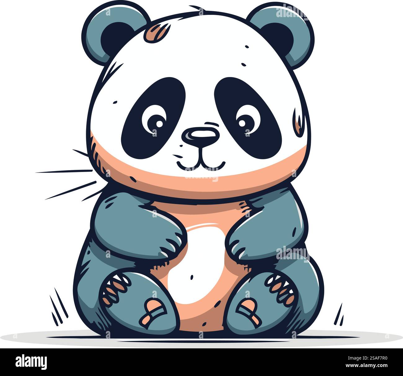 Cute cartoon panda sitting. Vector illustration isolated on white ...