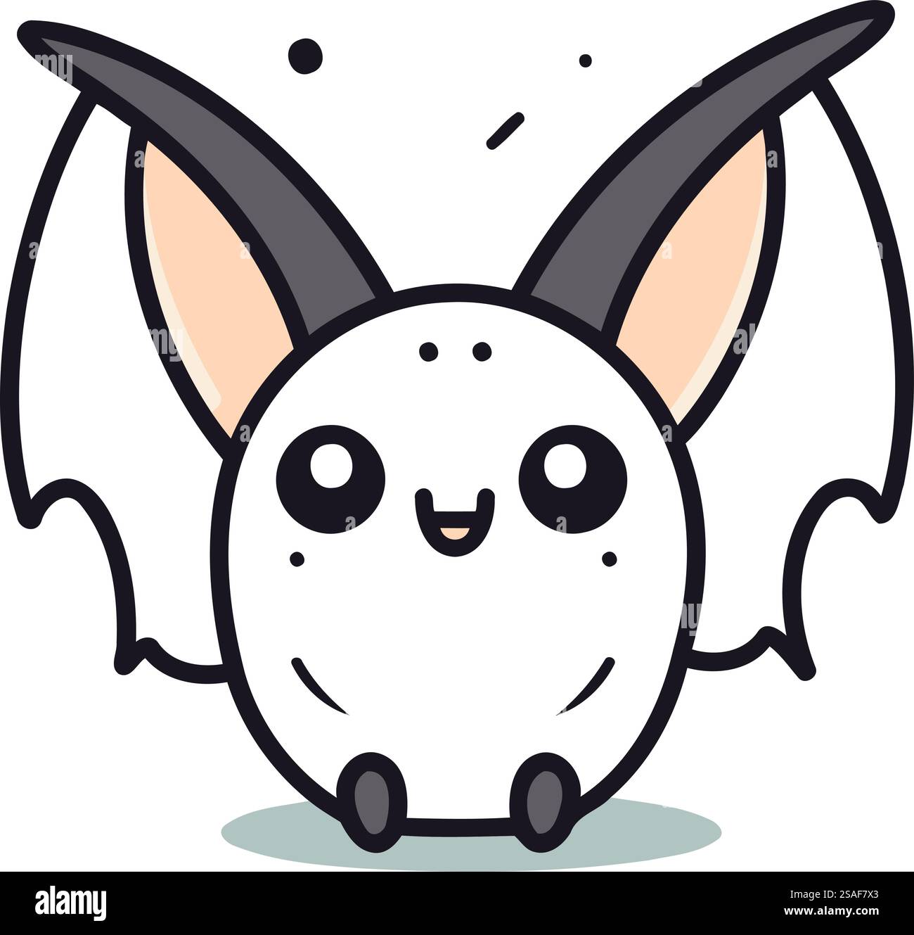 cute cartoon rabbit with wings vector illustration. flat line design ...