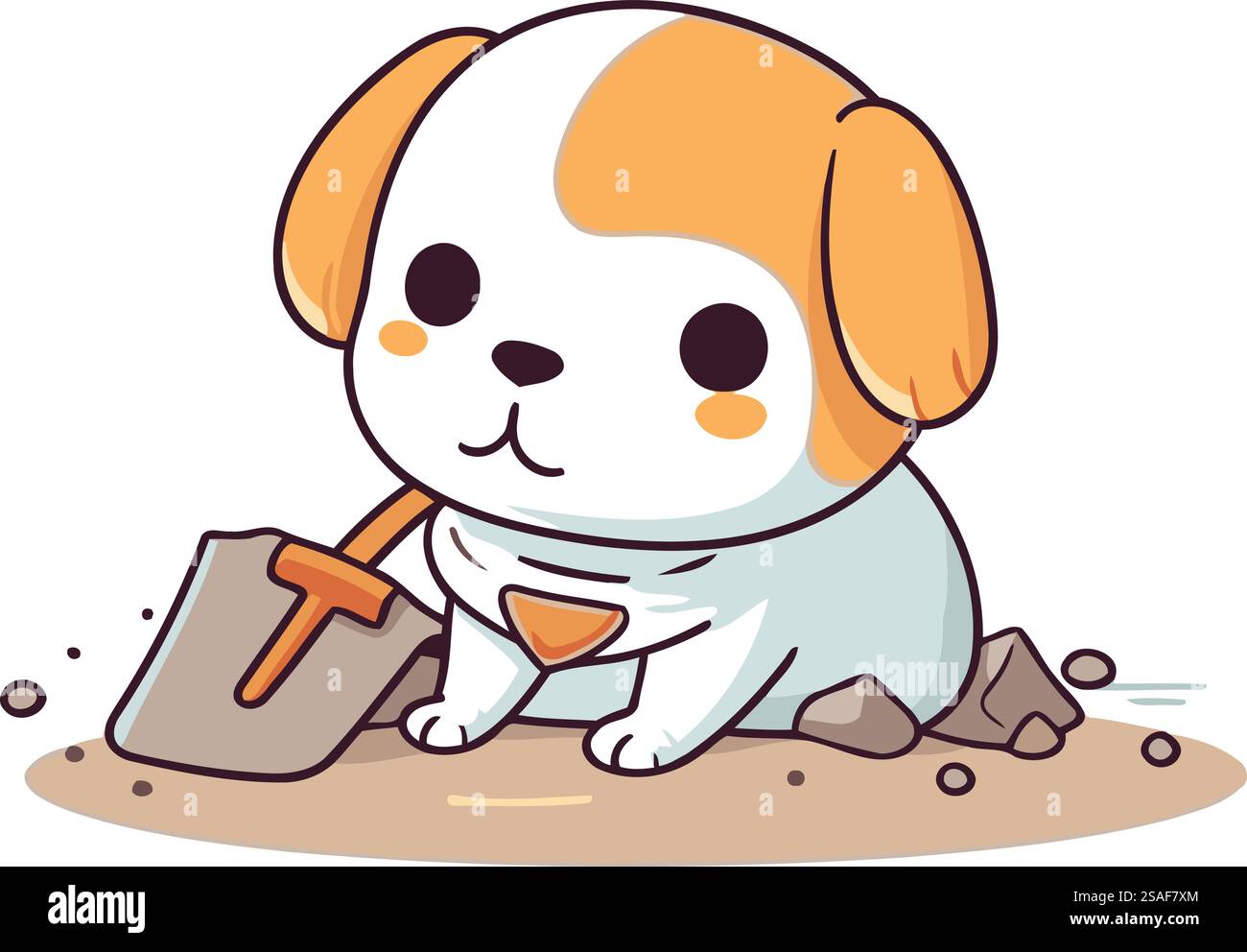 Cute dog digging a hole in the ground. Vector illustration Stock Vector ...