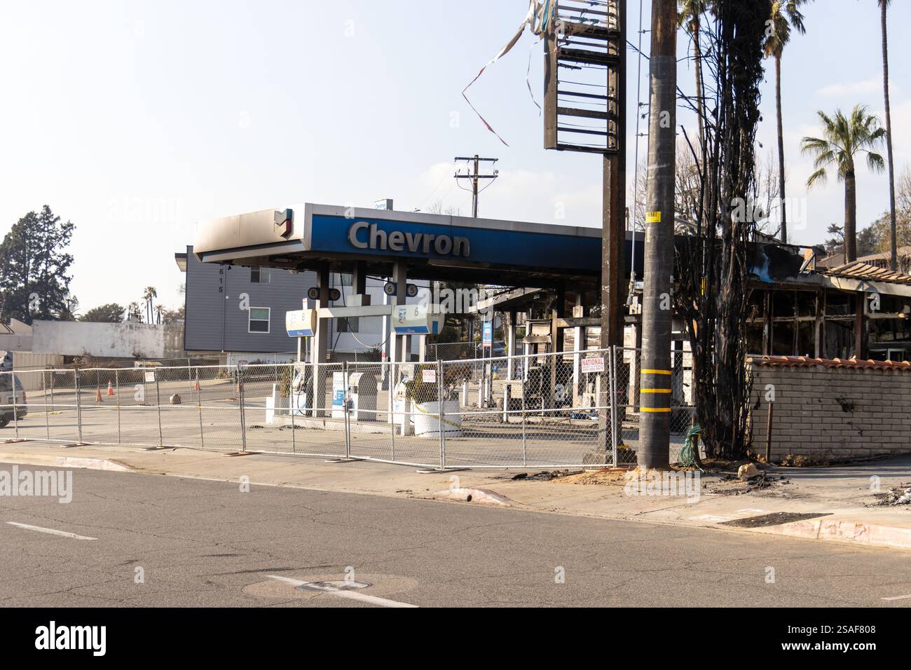 Altadena, California, USA – January 29, 2025: The charred remains of a ...