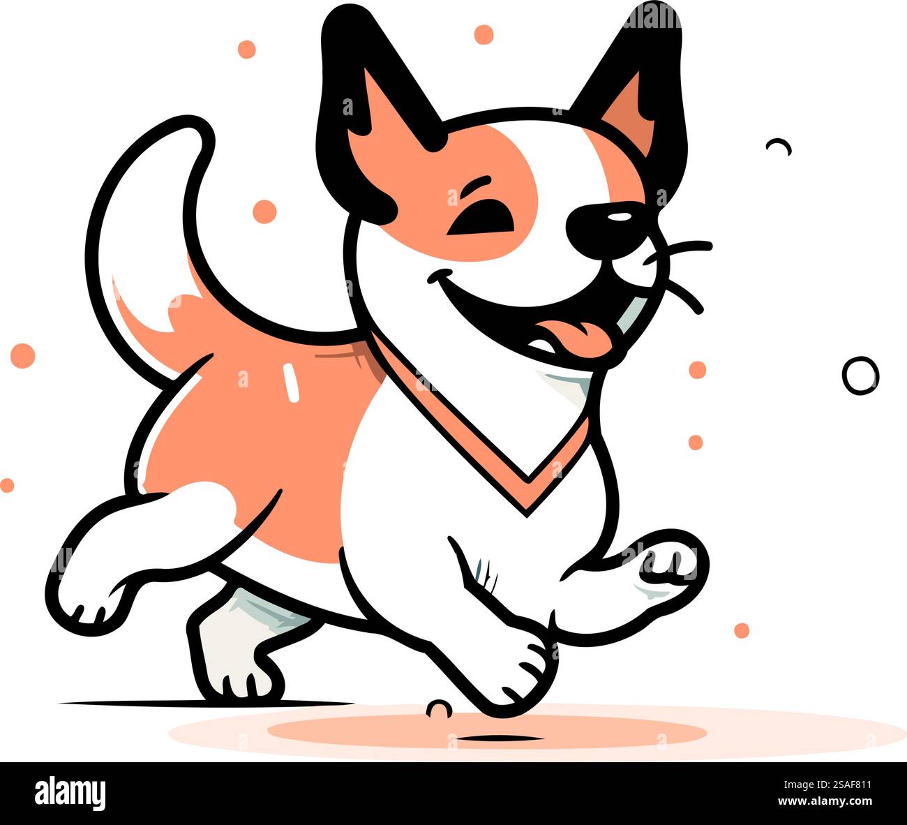 Cute cartoon dog running. Vector illustration in line art style Stock ...