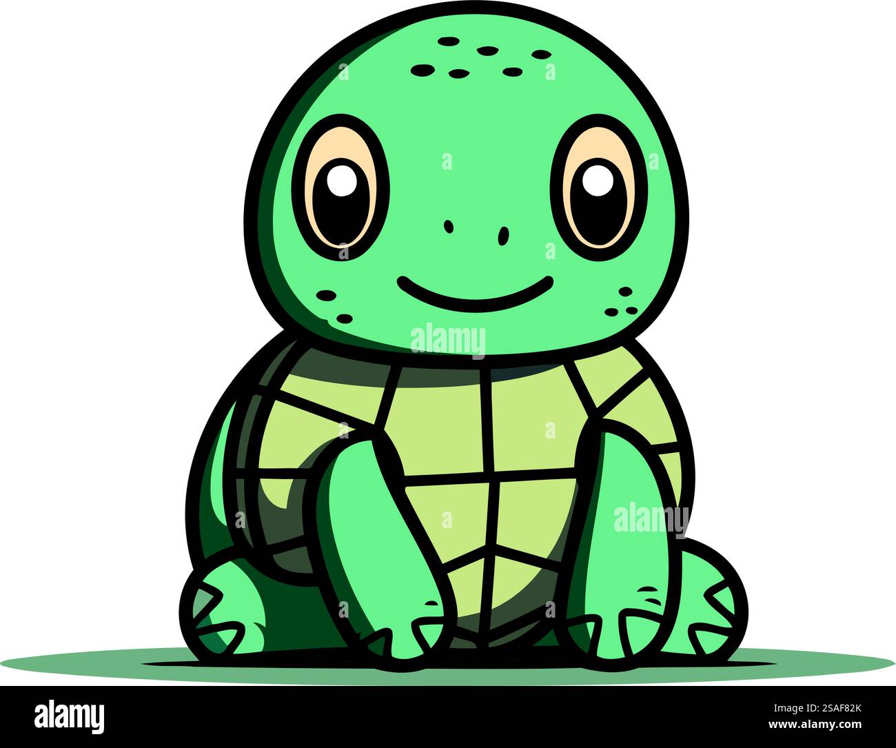 Cute cartoon turtle character. Vector illustration of a funny turtle ...