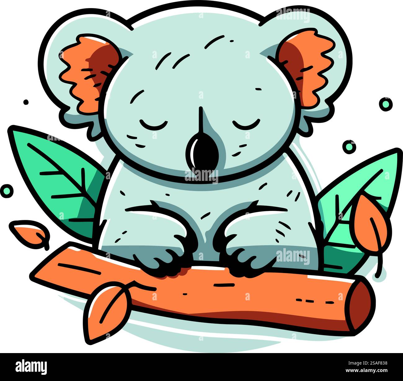 Cute koala sitting on log. Vector illustration in cartoon style Stock ...