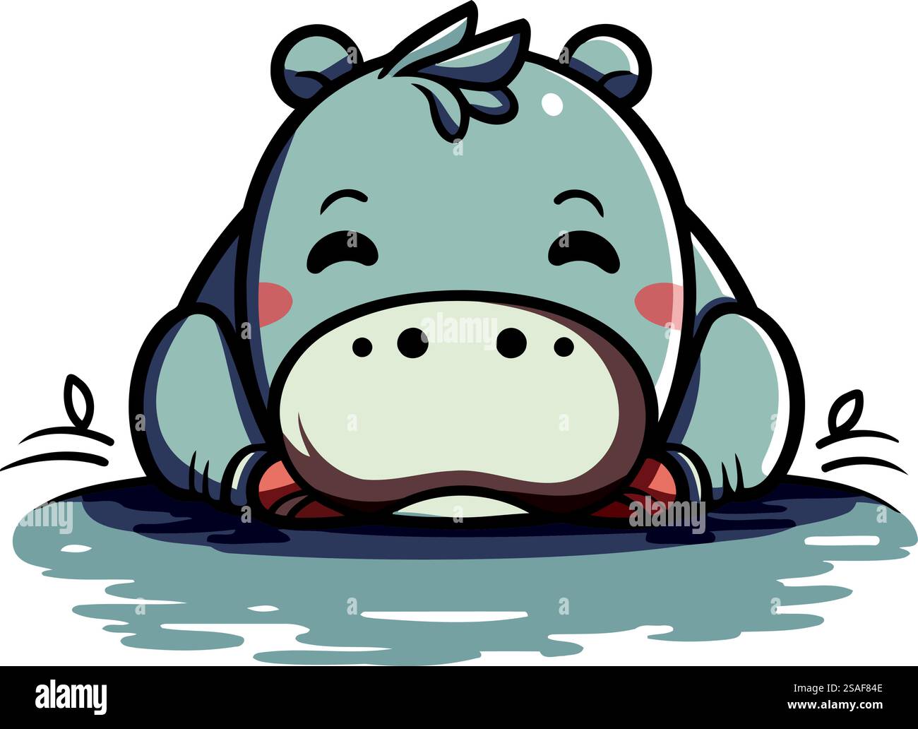Cute hippo lying down on the ground. Vector illustration Stock Vector ...