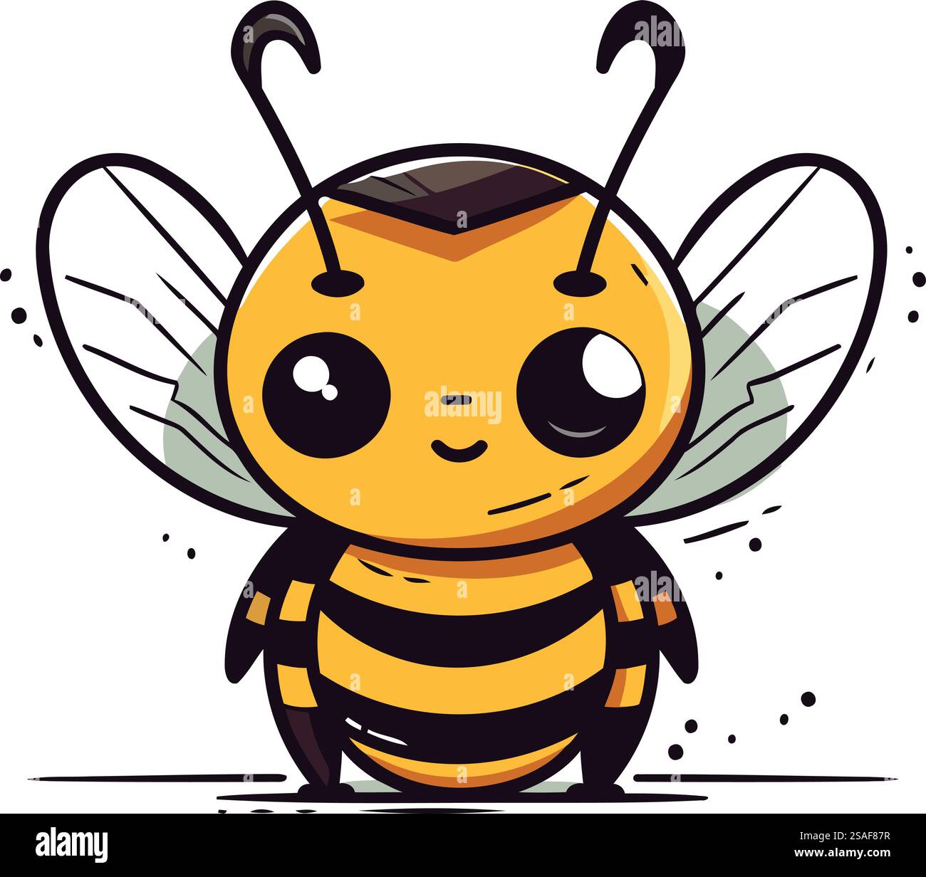 Cute cartoon bee. Vector illustration. Isolated on white background ...