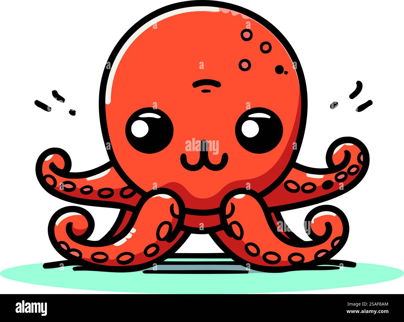 Cute cartoon octopus character. Vector illustration in a flat style ...