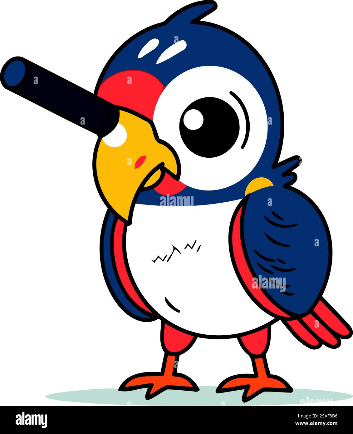 Cute cartoon penguin with a baseball bat. Vector illustration Stock ...