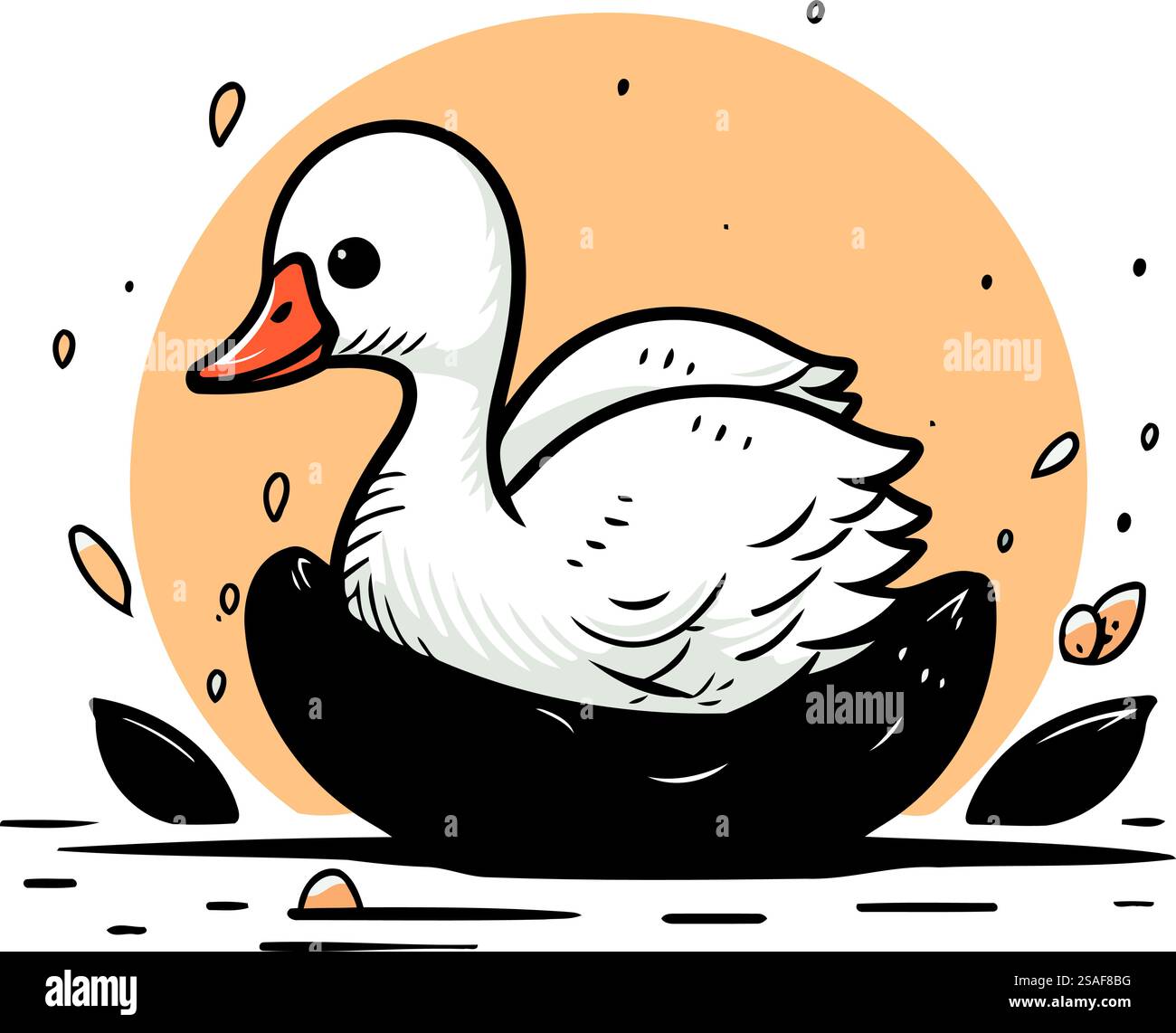 Illustration of a duck in a pond. Hand drawn vector illustration Stock Vector Image & Art - Alamy