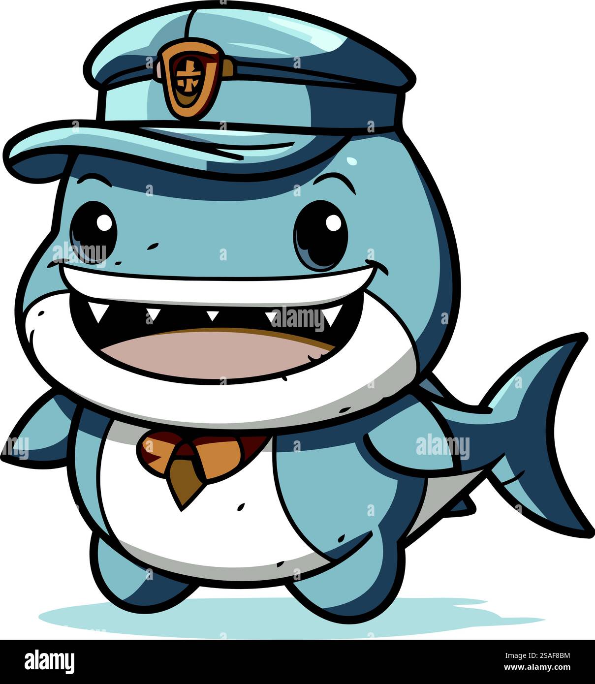 Illustration of a Cute Fish Policeman Cartoon Mascot Character Stock ...
