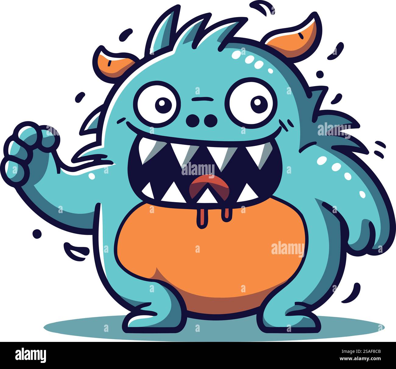 Angry monster. Cartoon vector illustration. Isolated on white ...