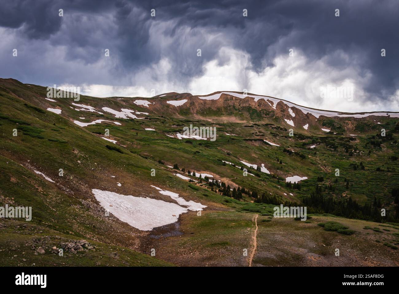 Smoke cloud from wildfire at Loveland Pass, a high mountain pass along ...