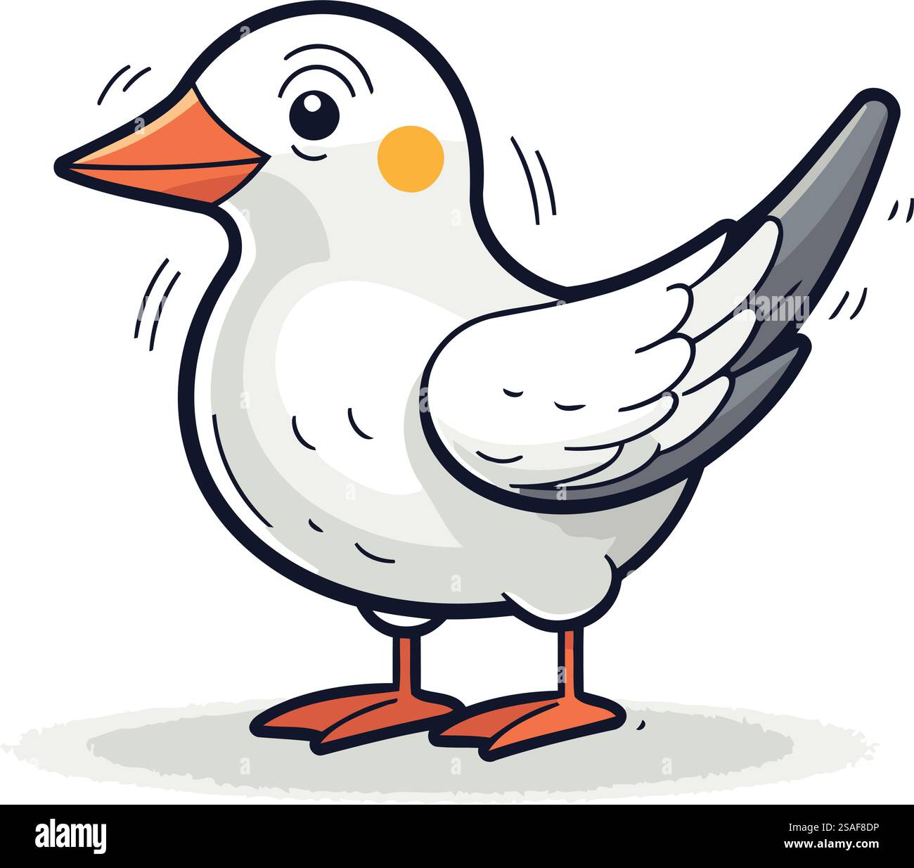 Cute cartoon seagull. Vector illustration isolated on white background ...