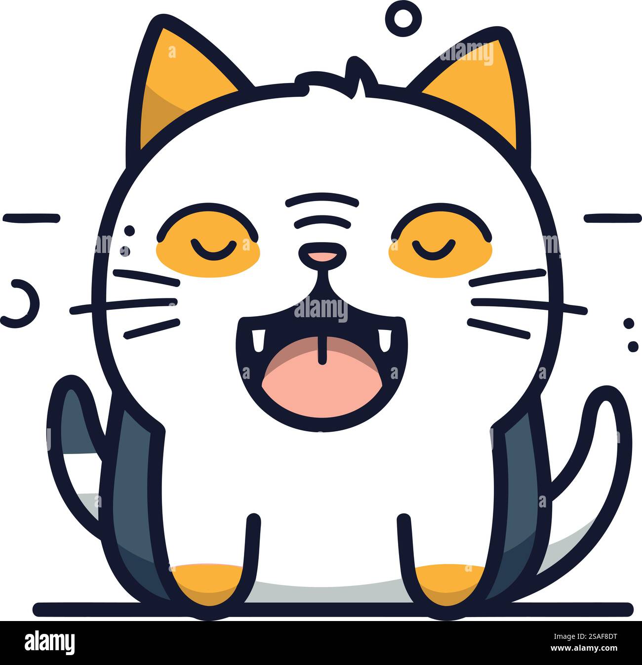 Cute cartoon cat character. Vector illustration in line art style Stock ...