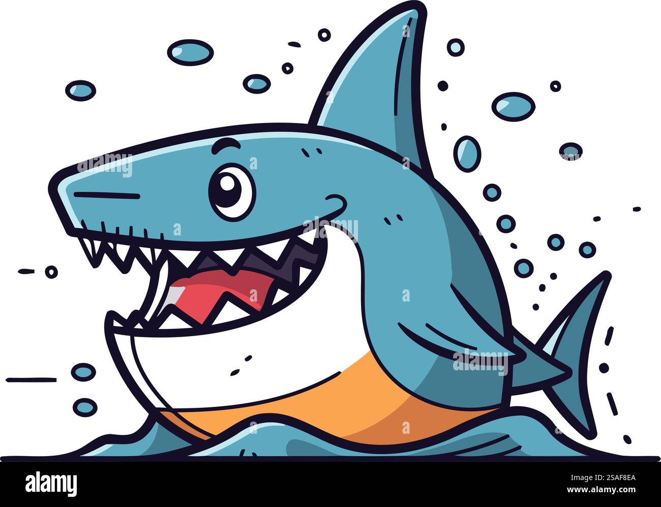 Cartoon shark. Vector illustration of a funny shark. Cute cartoon shark ...
