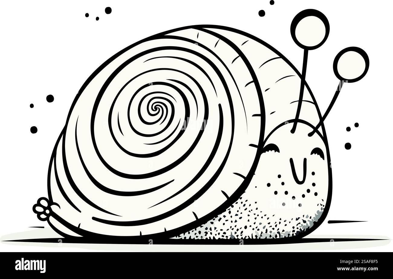 Snail. Hand drawn vector illustration. Isolated on white background ...