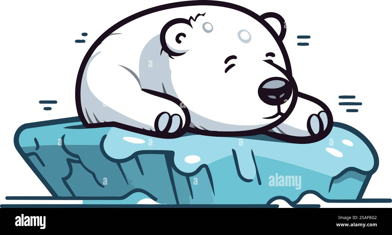 Polar bear sleeping on ice floe. cartoon vector illustration Stock ...