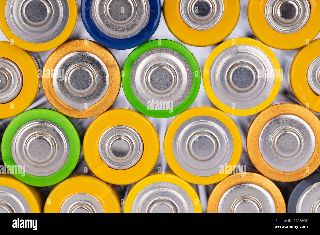 Top View of Colorful Battery Stack Stock Photo - Alamy