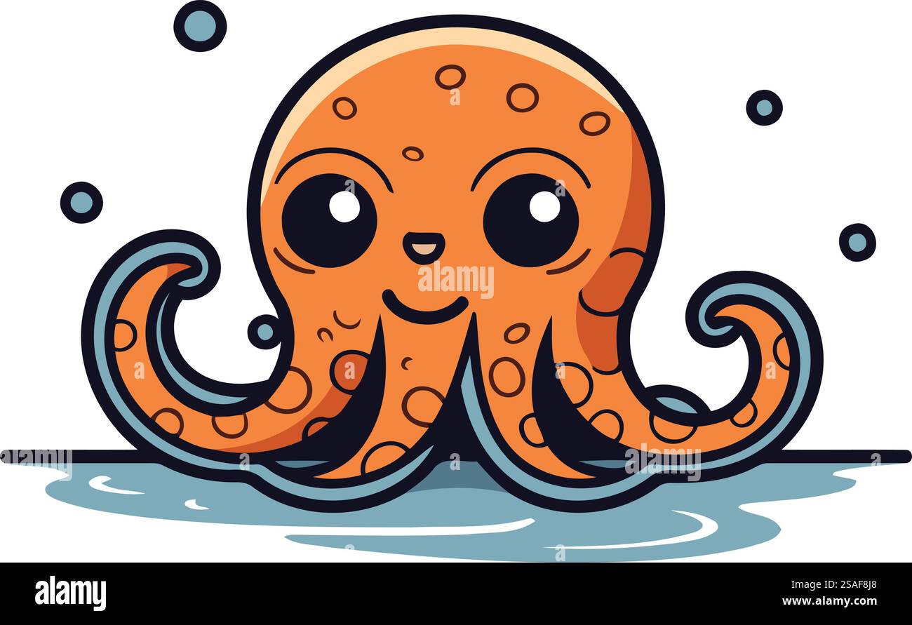 Cute cartoon octopus. Vector illustration isolated on white background ...