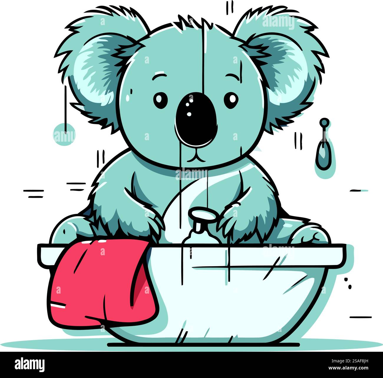 Cute koala taking a bath. Vector illustration in cartoon style Stock ...