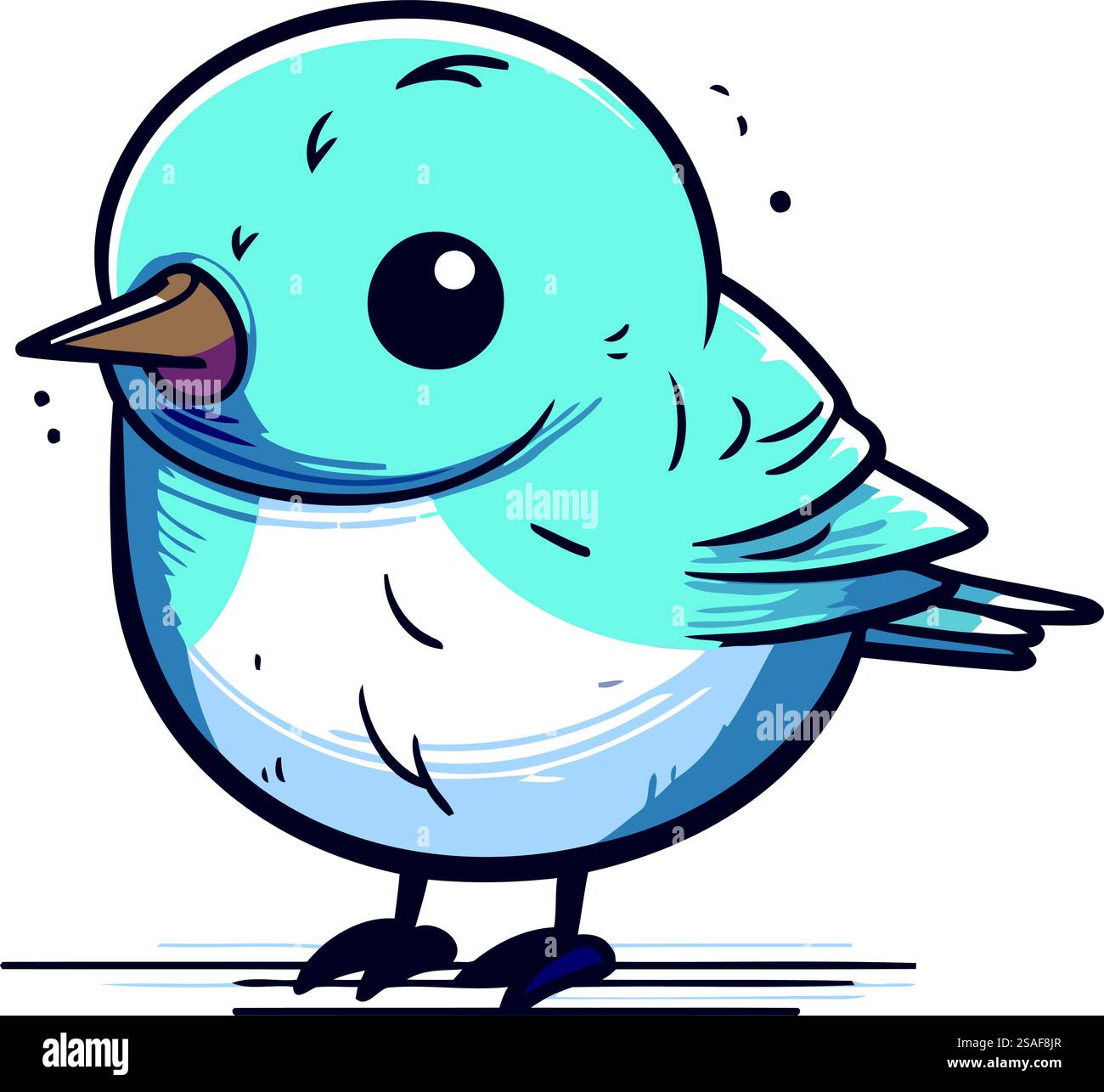 Blue bird isolated on white background. Vector illustration in cartoon ...