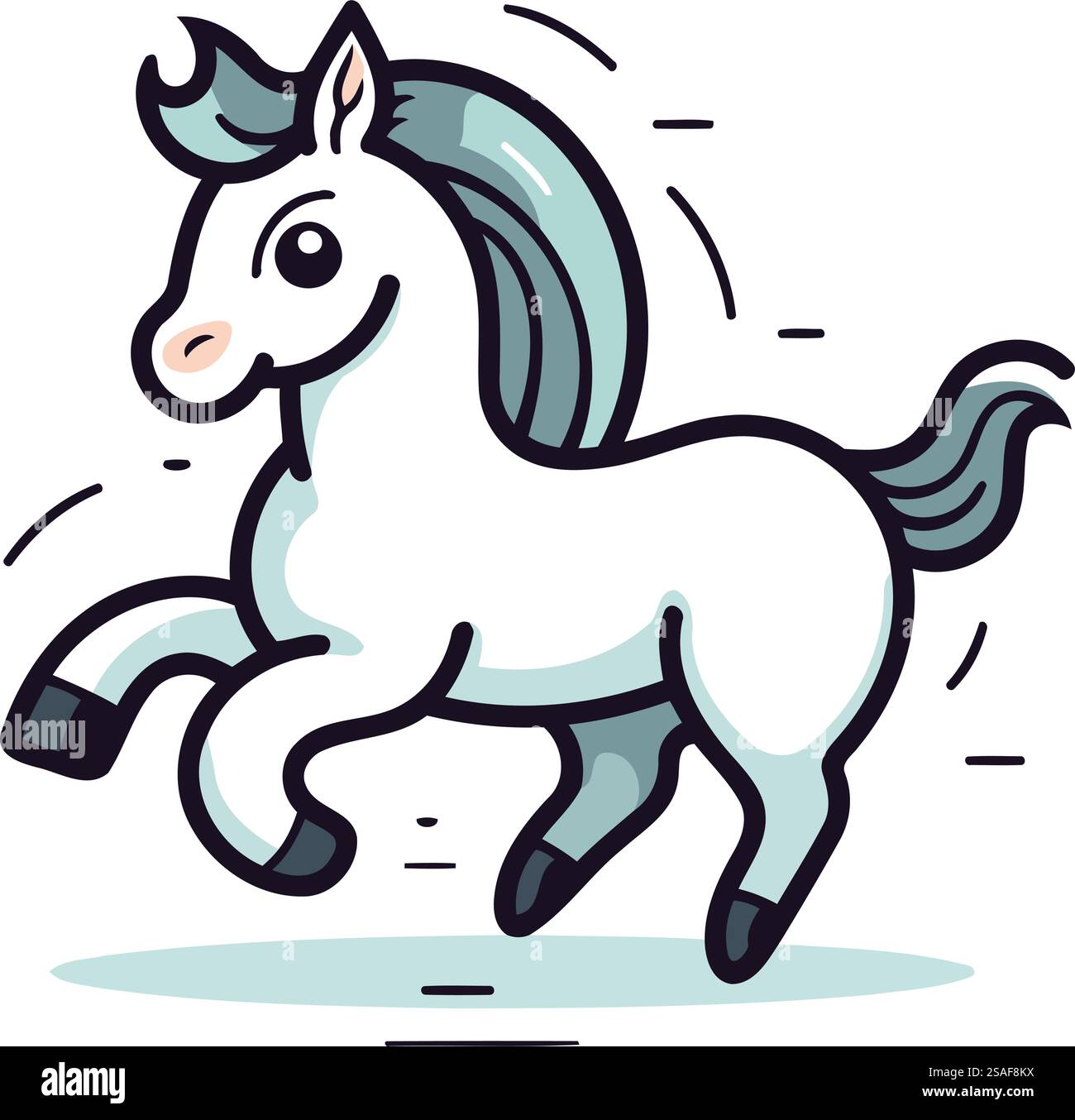 Running white horse. Vector illustration. Isolated on white background ...