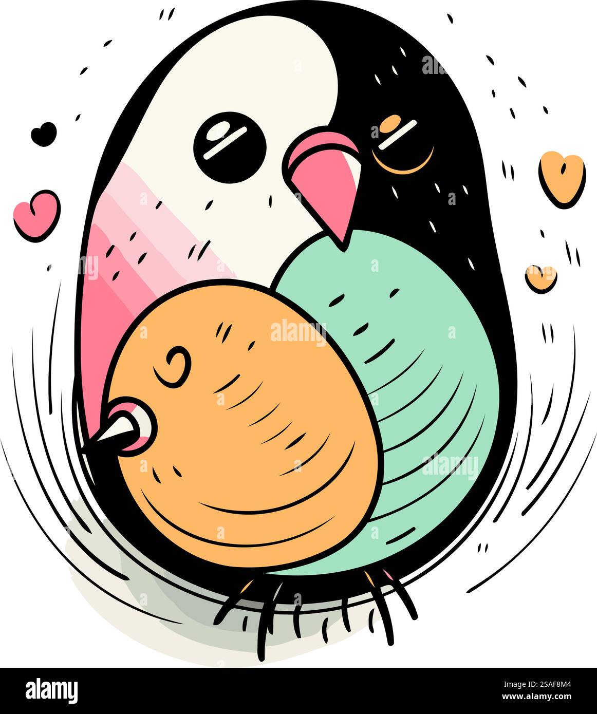 Cute cartoon penguin with a baby in its beak. Vector illustration Stock ...