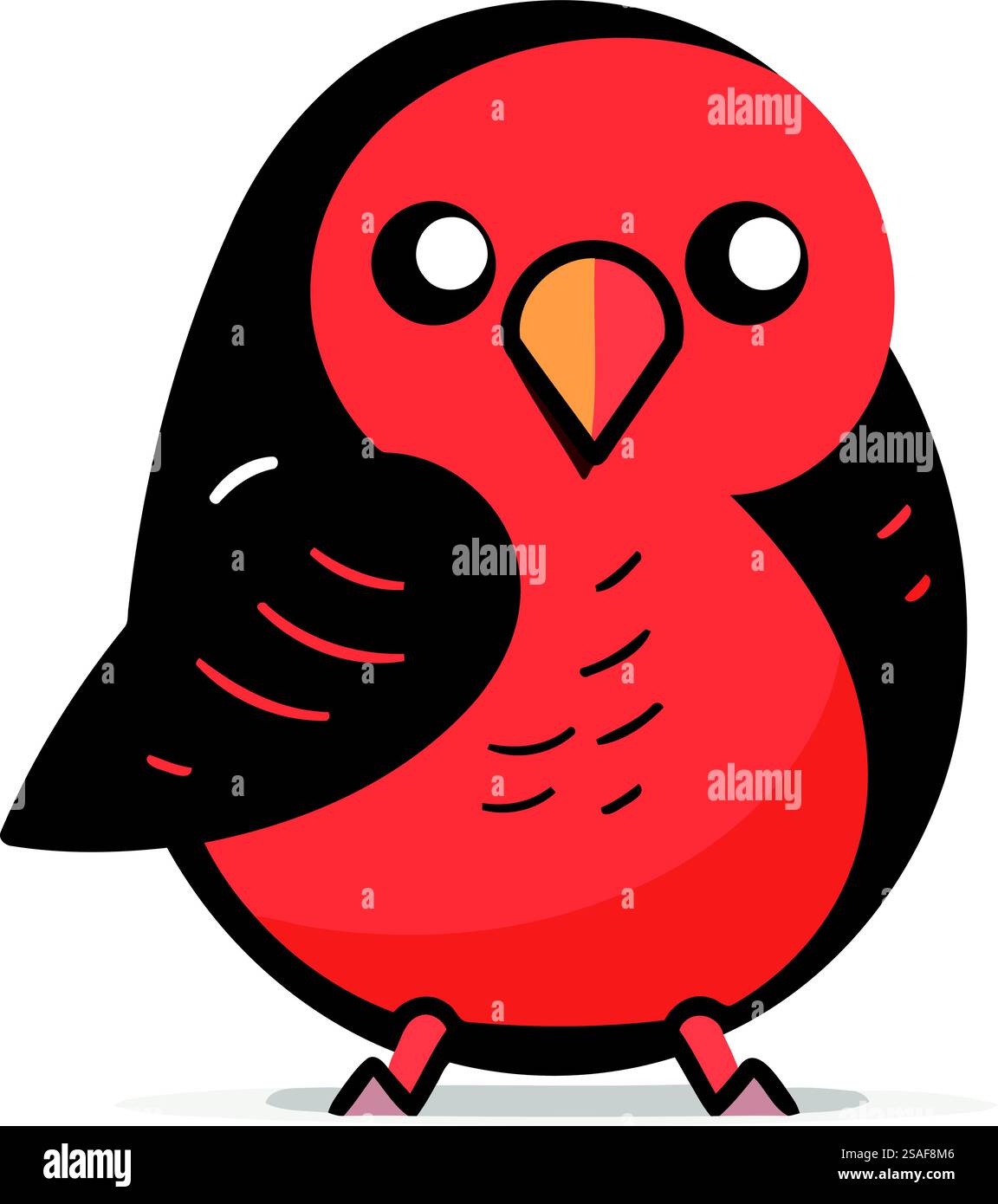 Vector illustration of cute cartoon red bird. Isolated on white ...