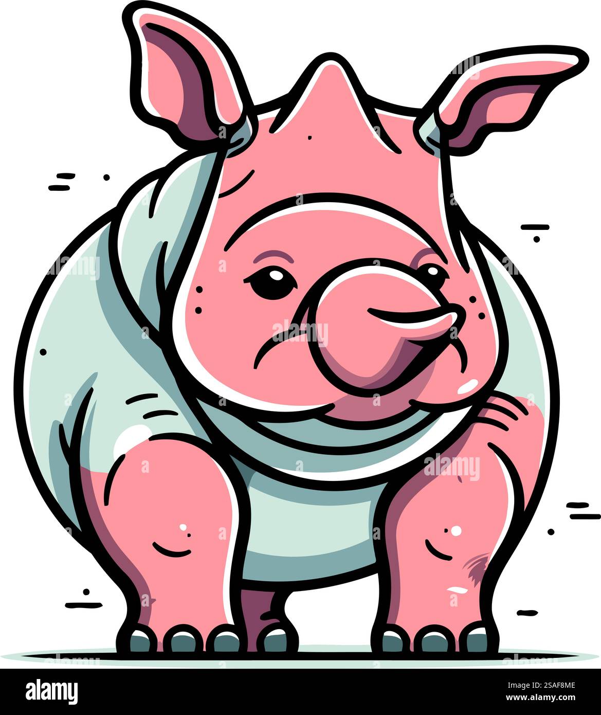Cute cartoon pig. Vector illustration. Isolated on white background ...