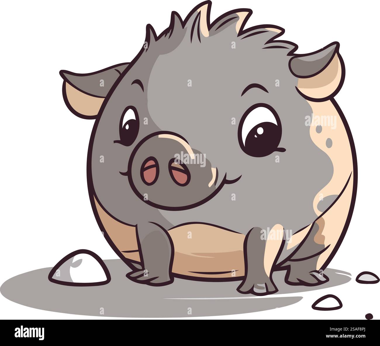 Cute little wild boar. Vector illustration isolated on white background ...