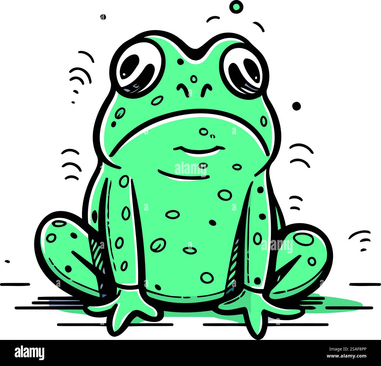 Frog vector illustration. Cute cartoon frog sitting on the ground Stock ...