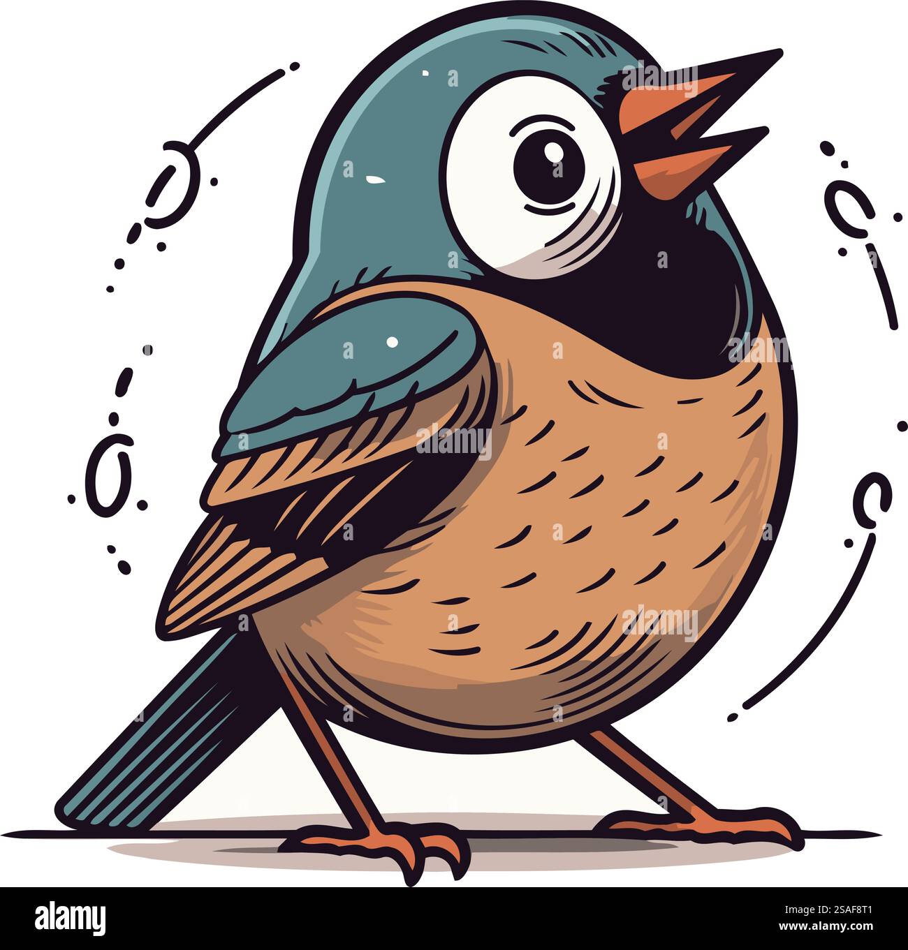 Cartoon illustration of a cute little bird. Vector clip art Stock ...