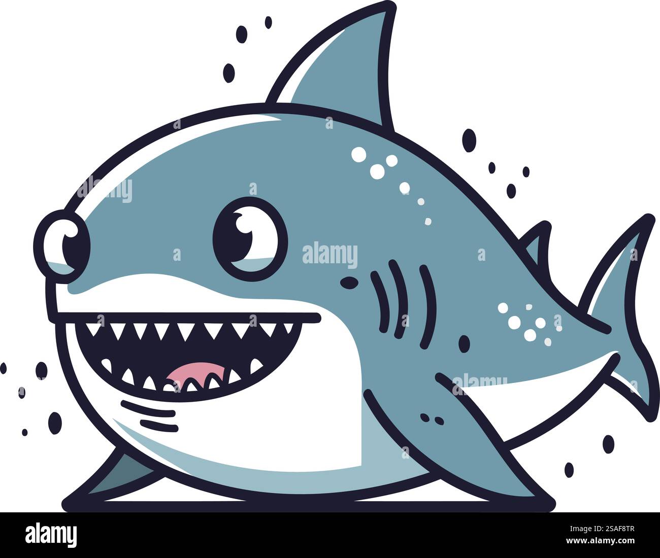 Shark vector illustration. Cute cartoon shark character in flat style ...
