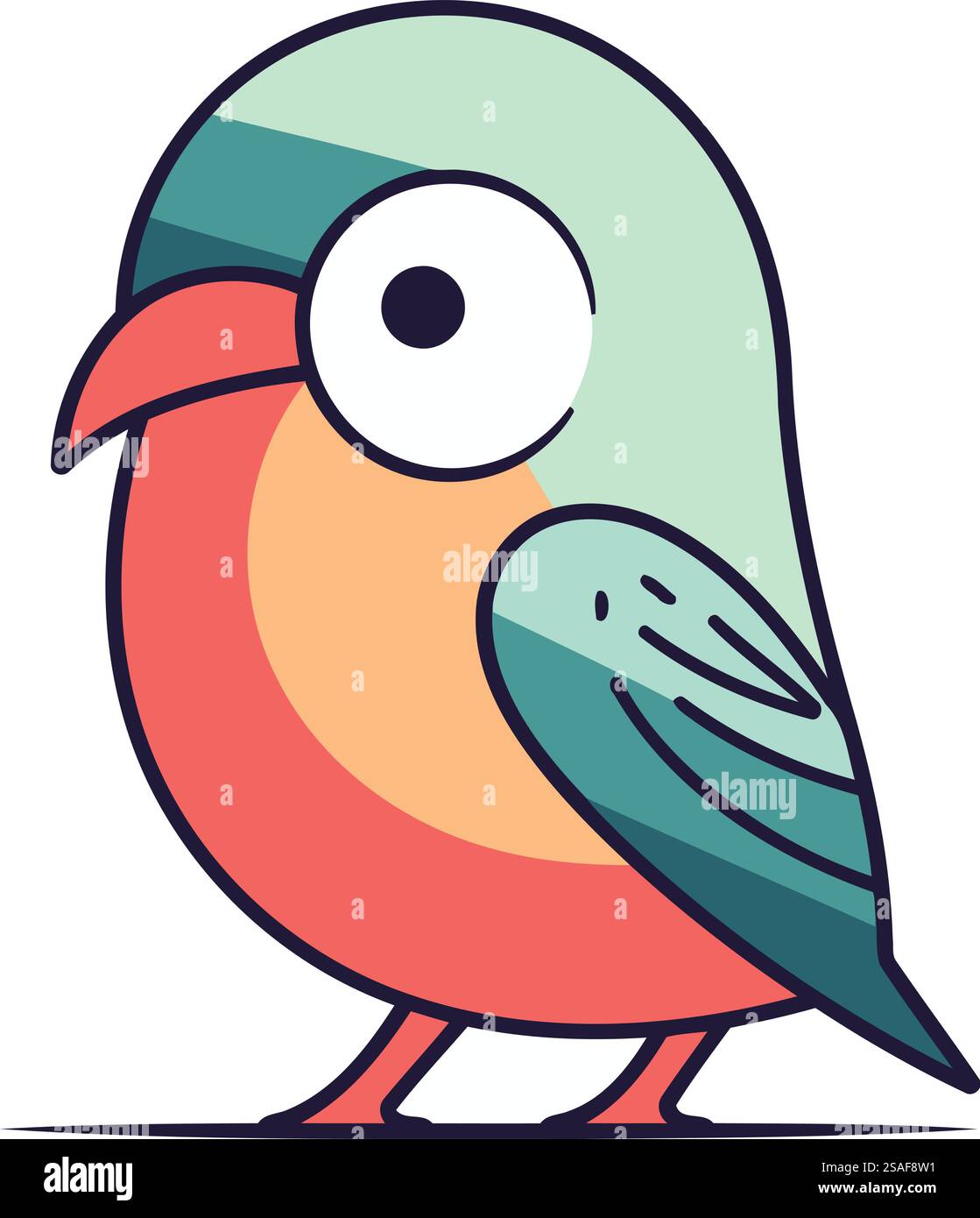 Cute little bird. Cartoon vector illustration. Colorful flat design ...