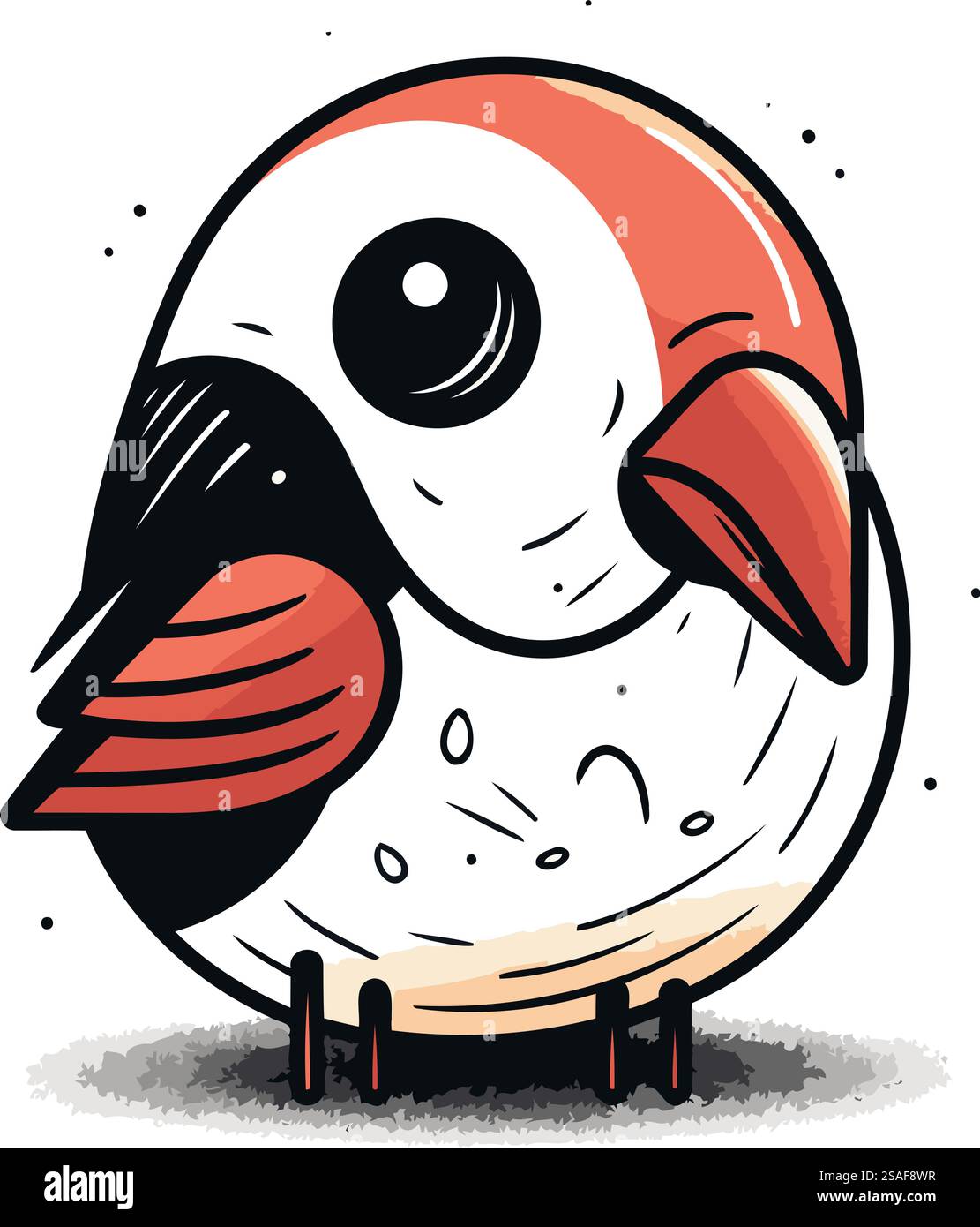 Hand drawn vector illustration or drawing of a cute cartoon little red ...