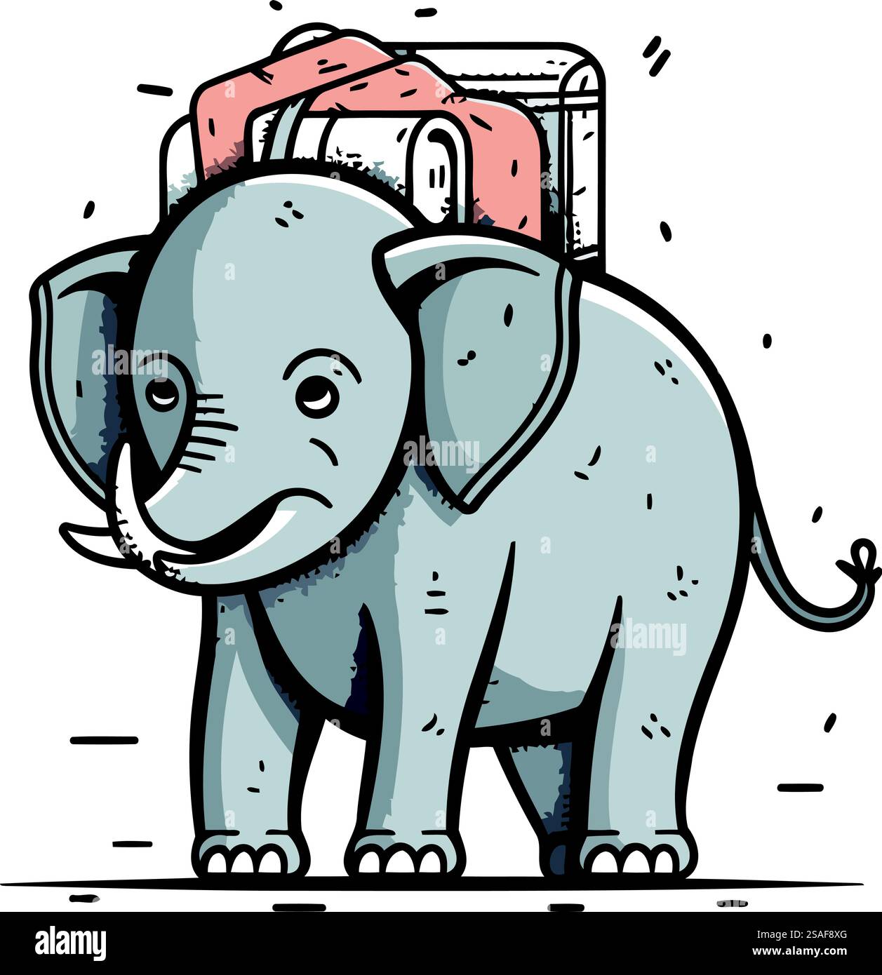 Elephant with a book. Vector illustration in hand drawn style Stock ...