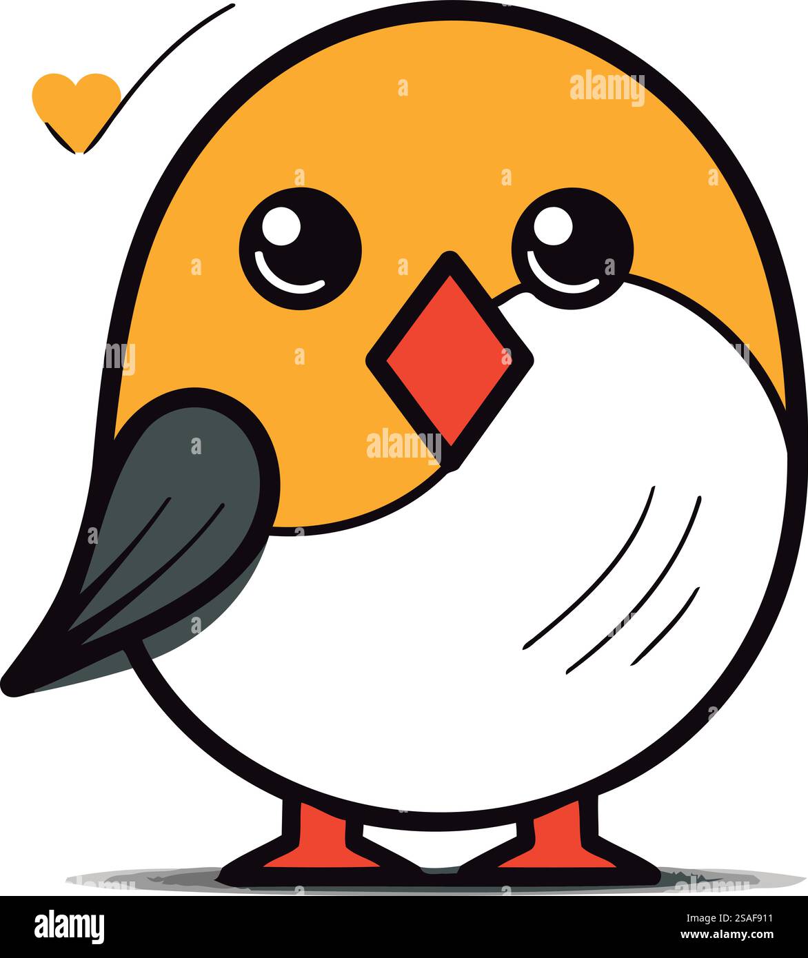 Cute cartoon chick with heart in its beak. Vector illustration Stock ...