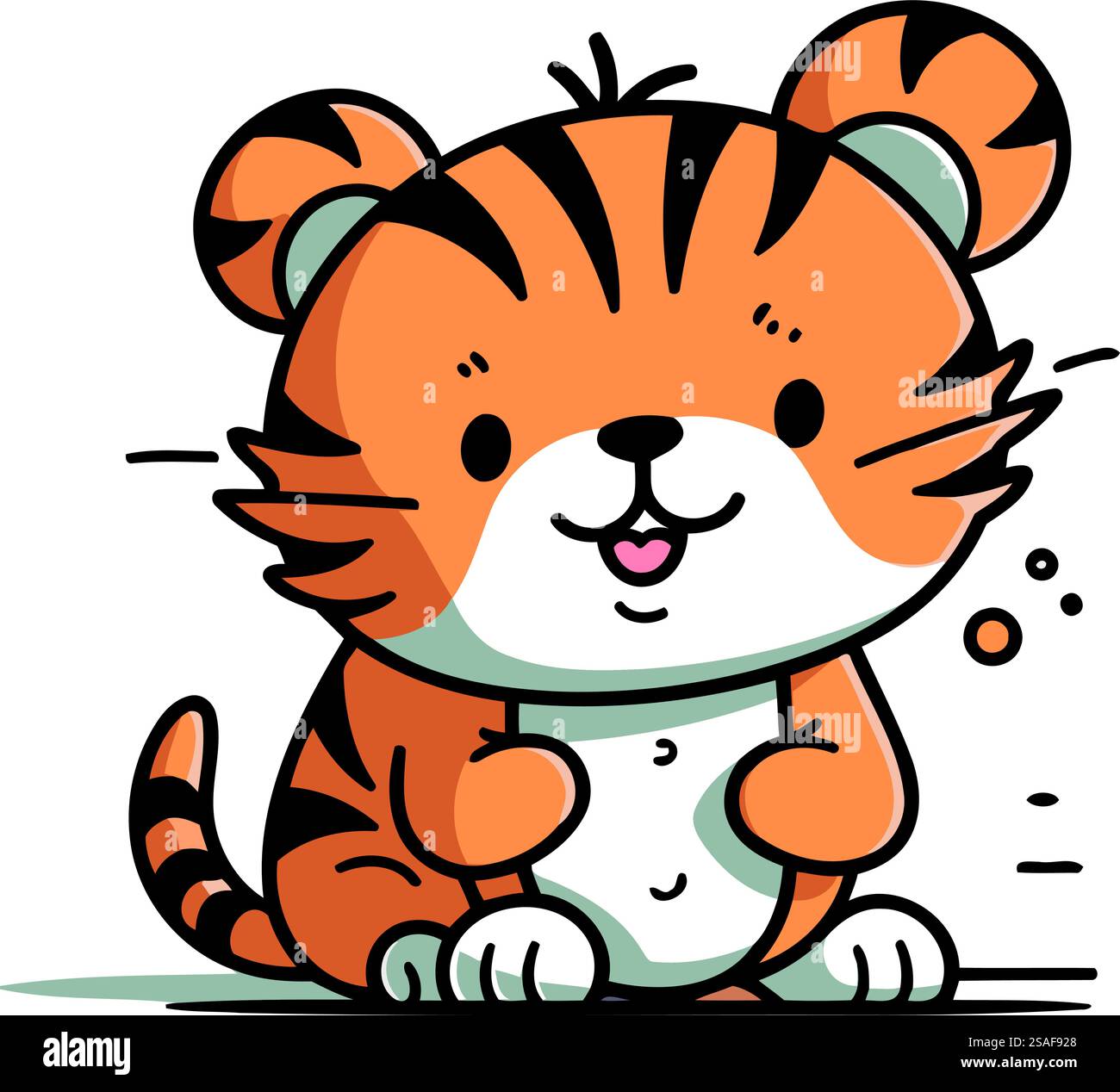 Cute tiger character. Vector illustration in cartoon style. Isolated on ...