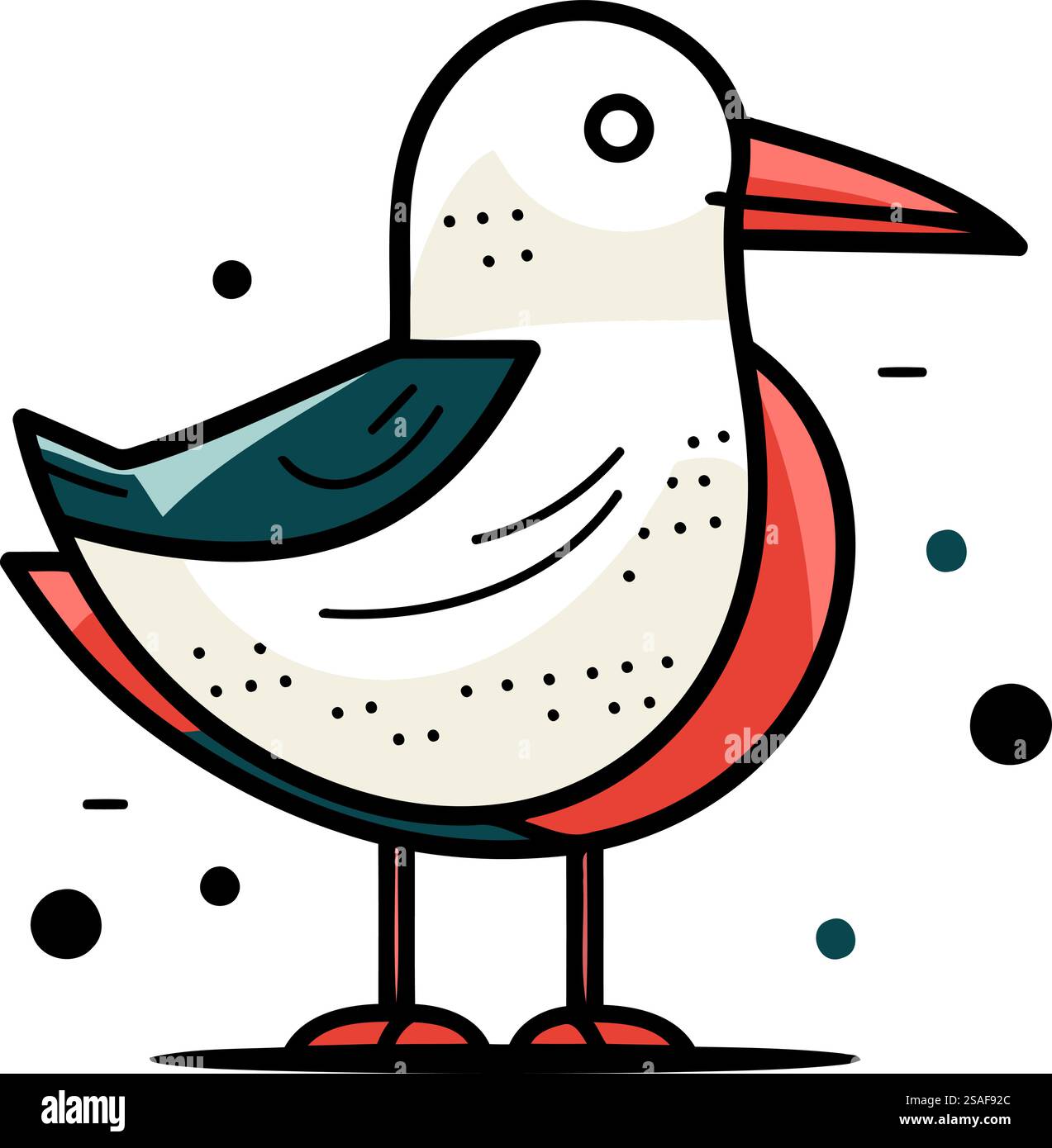 Cute cartoon seagull. Vector illustration of a seagull Stock Vector ...