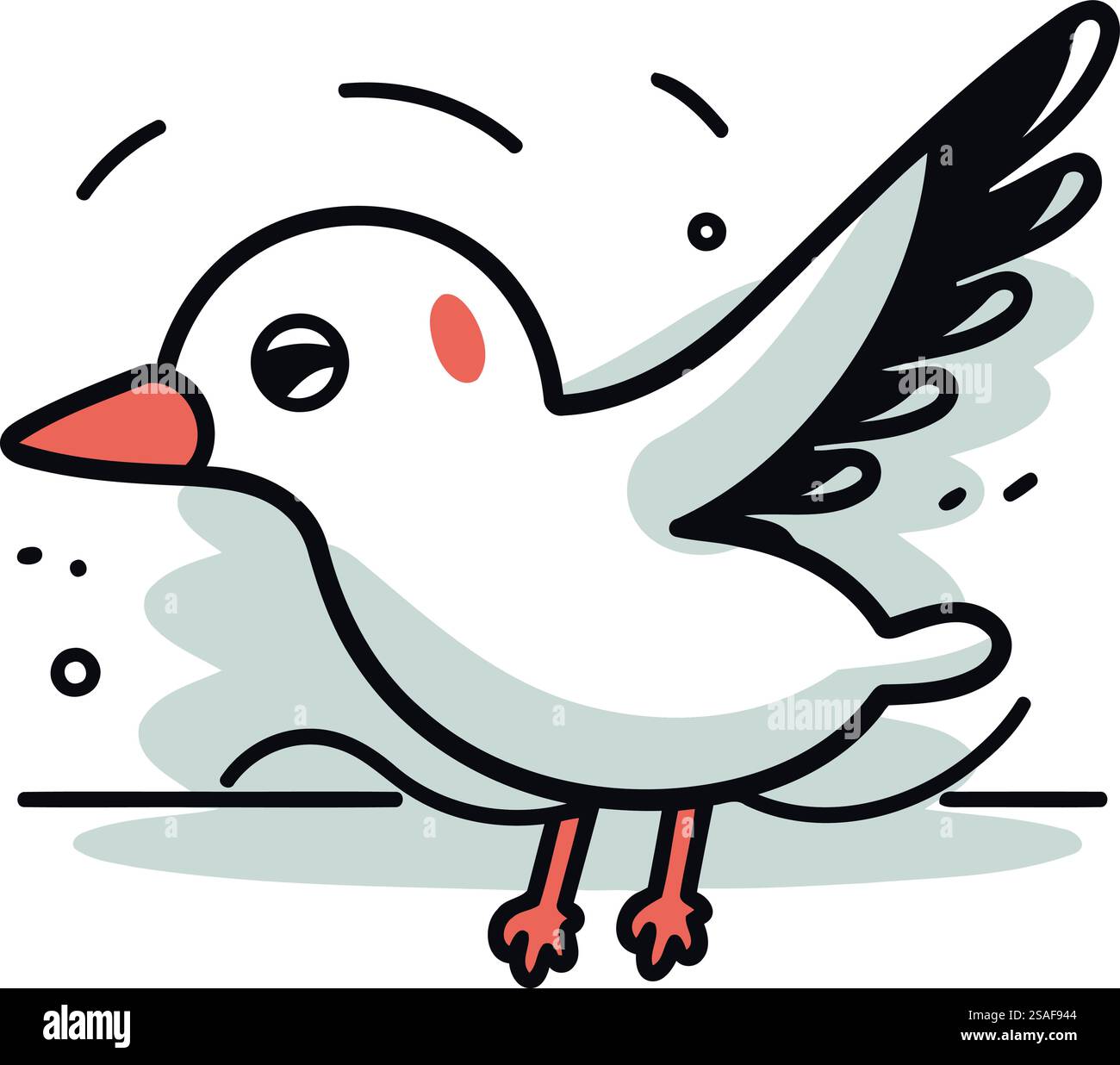 Cute hand drawn vector illustration of a flying seagull Stock Vector ...